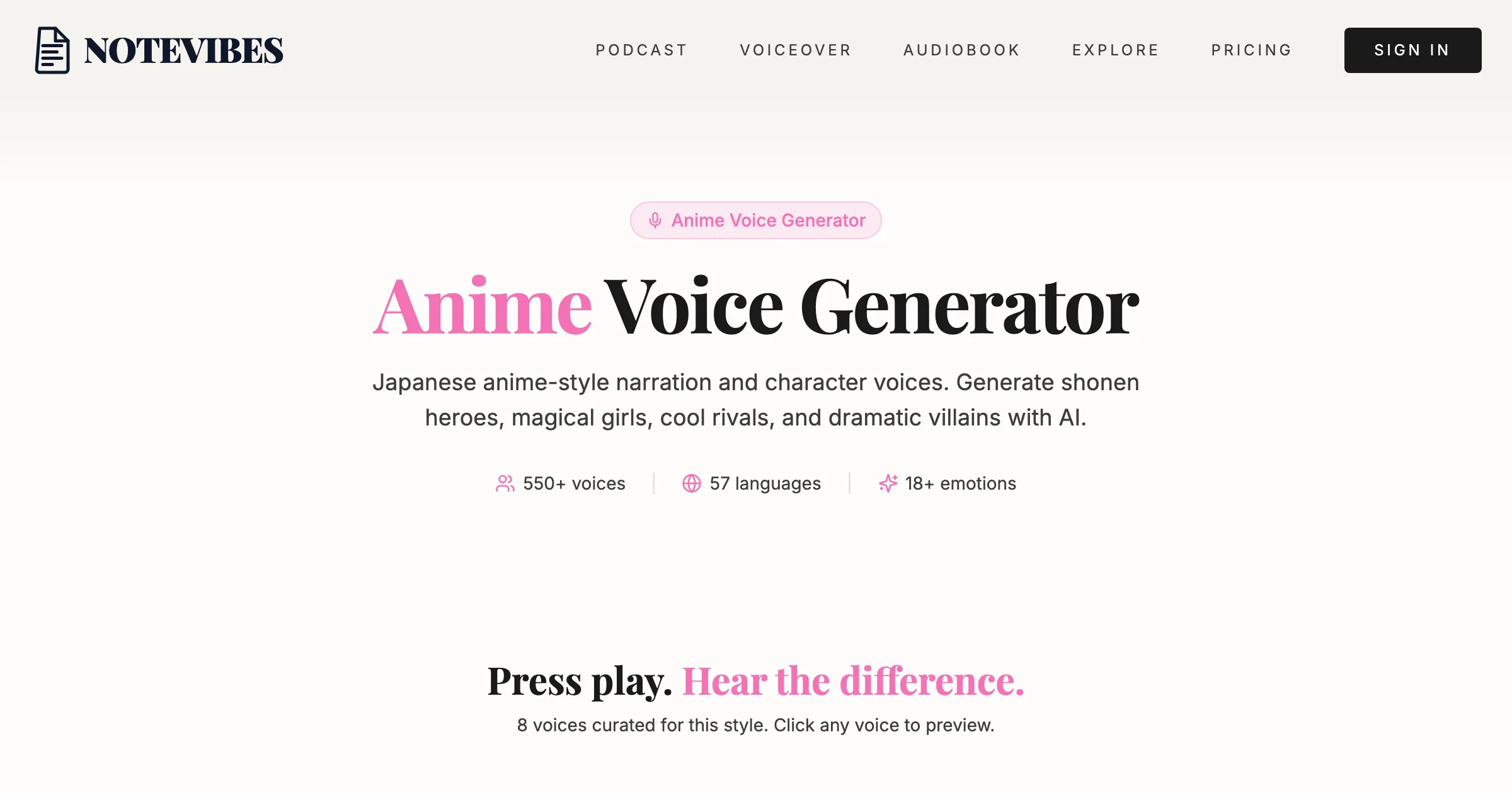 Anime Voice Generator — Japanese-Style AI Character Voices | Notevibes
