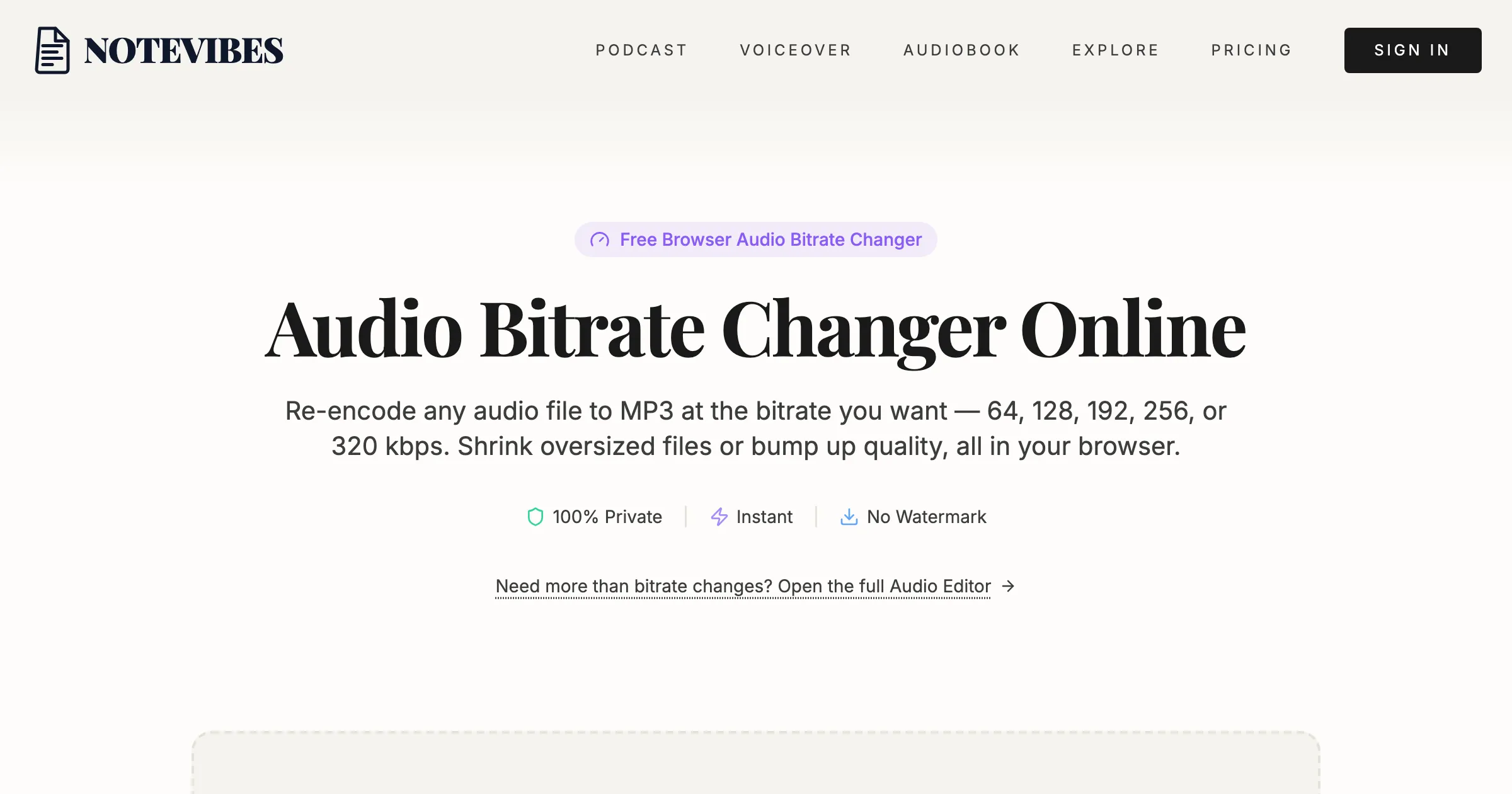Audio Bitrate Changer & Converter — MP3 64-320 kbps Free | Notevibes