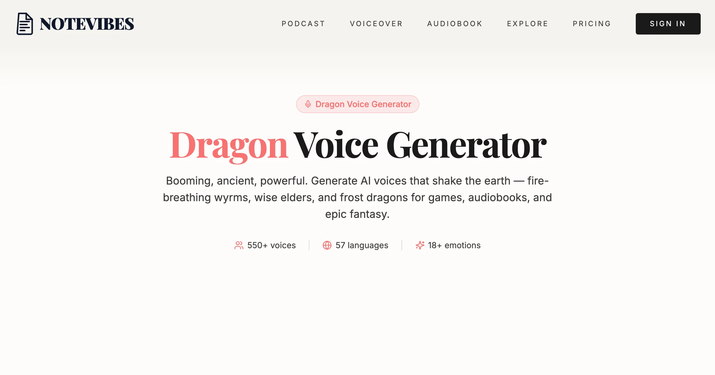 Dragon Voice Generator — Powerful AI Voices for Fantasy Content | Notevibes