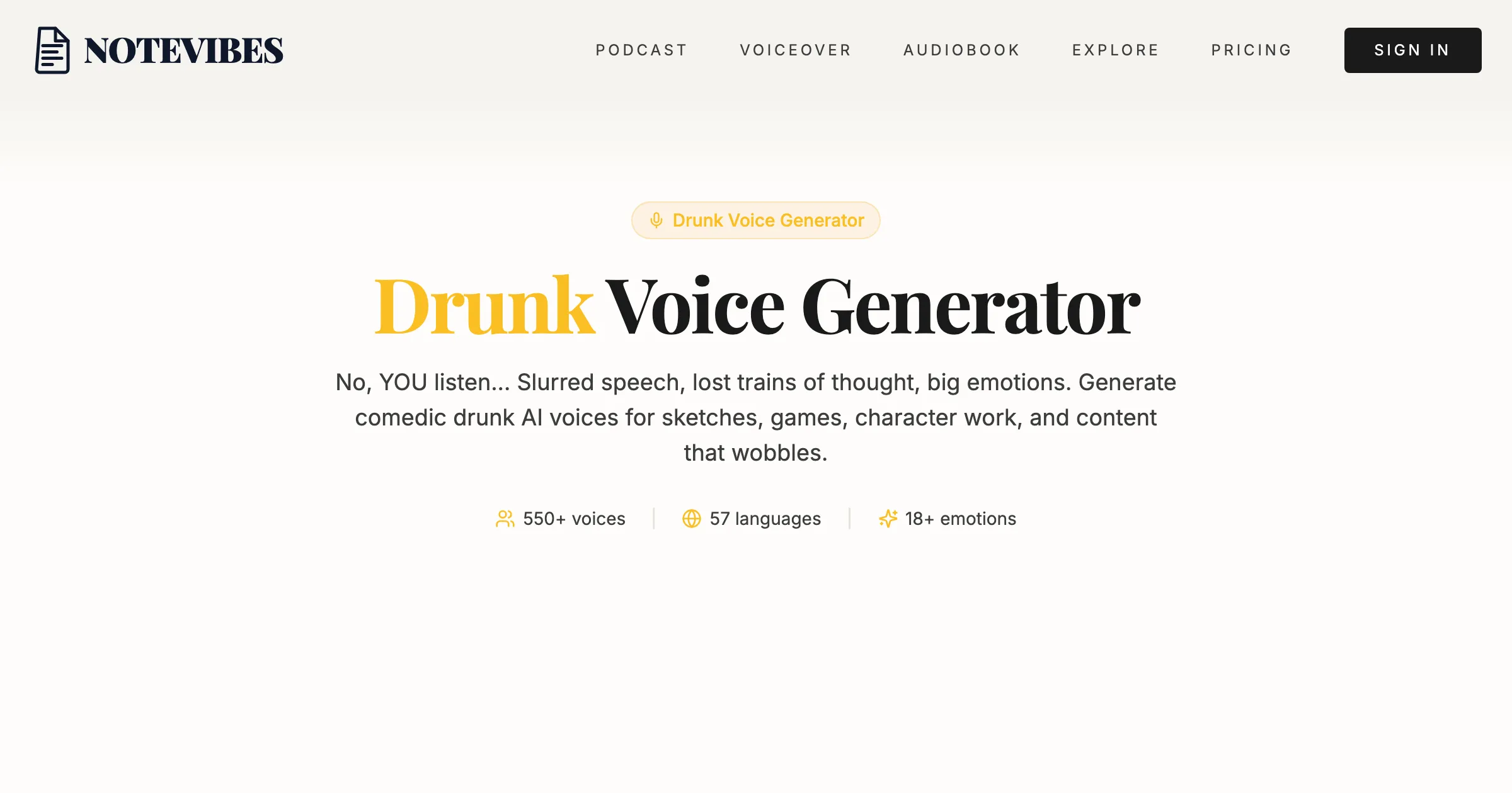Drunk Voice Generator — Slurred & Comedic AI Voices | Notevibes
