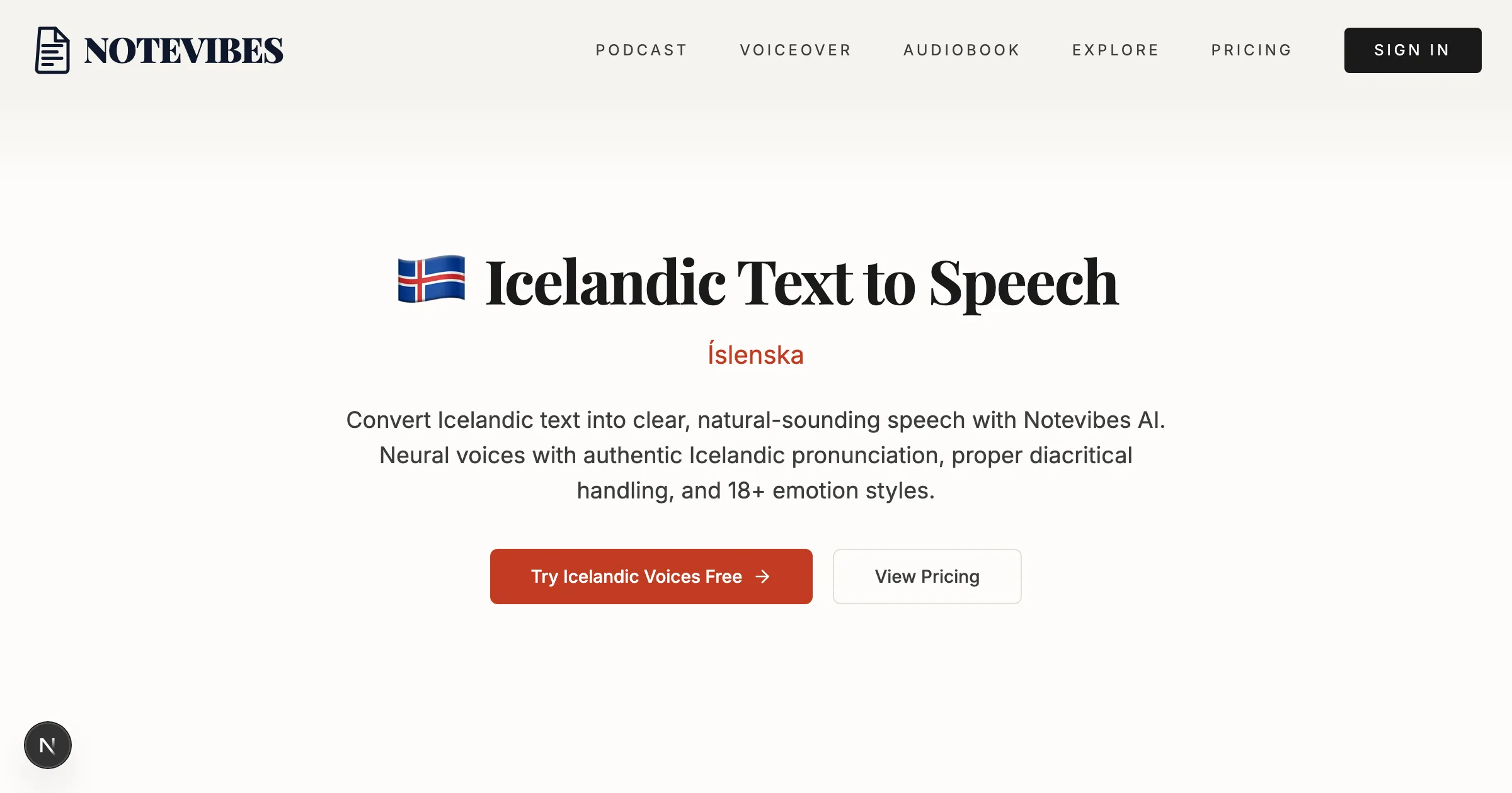 Icelandic Text to Speech - AI Voice Generator | Notevibes