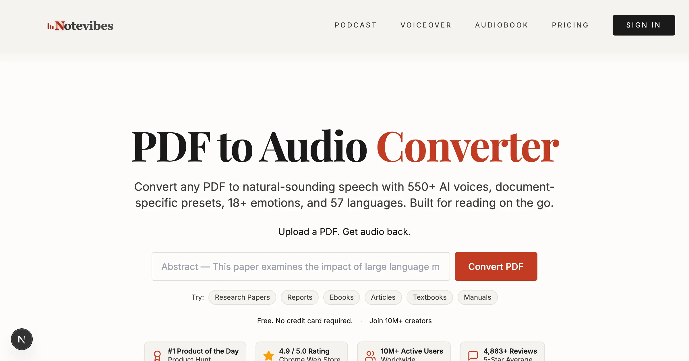 PDF to Audio Converter with AI Voices | Notevibes