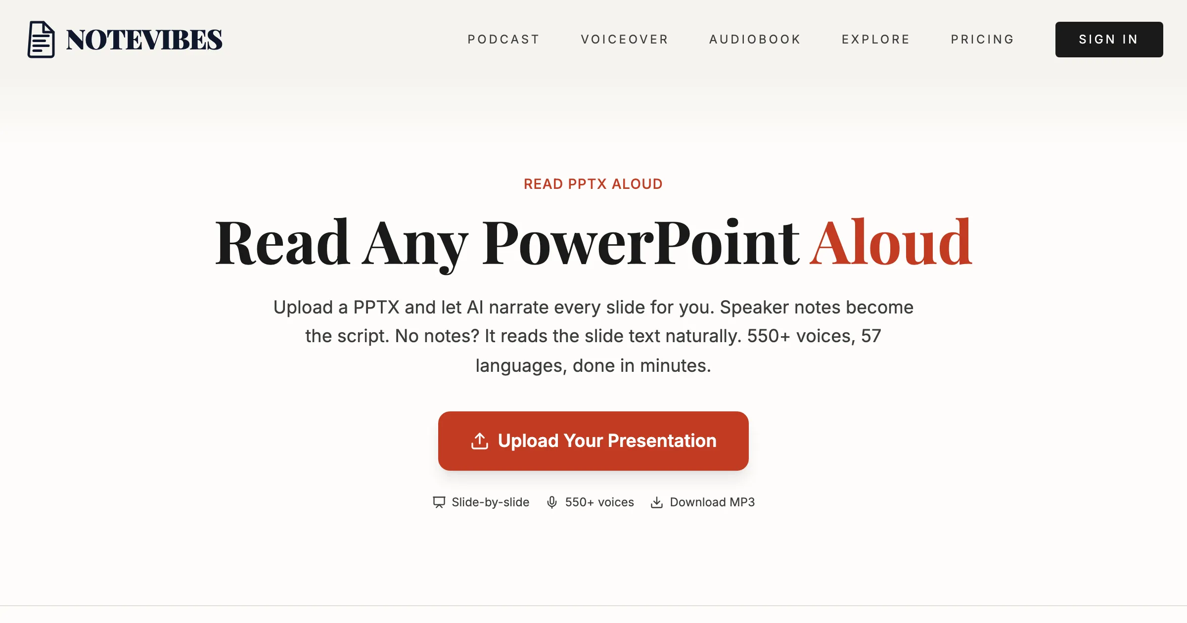Read PowerPoint Aloud — Presentation Text to Speech | Notevibes
