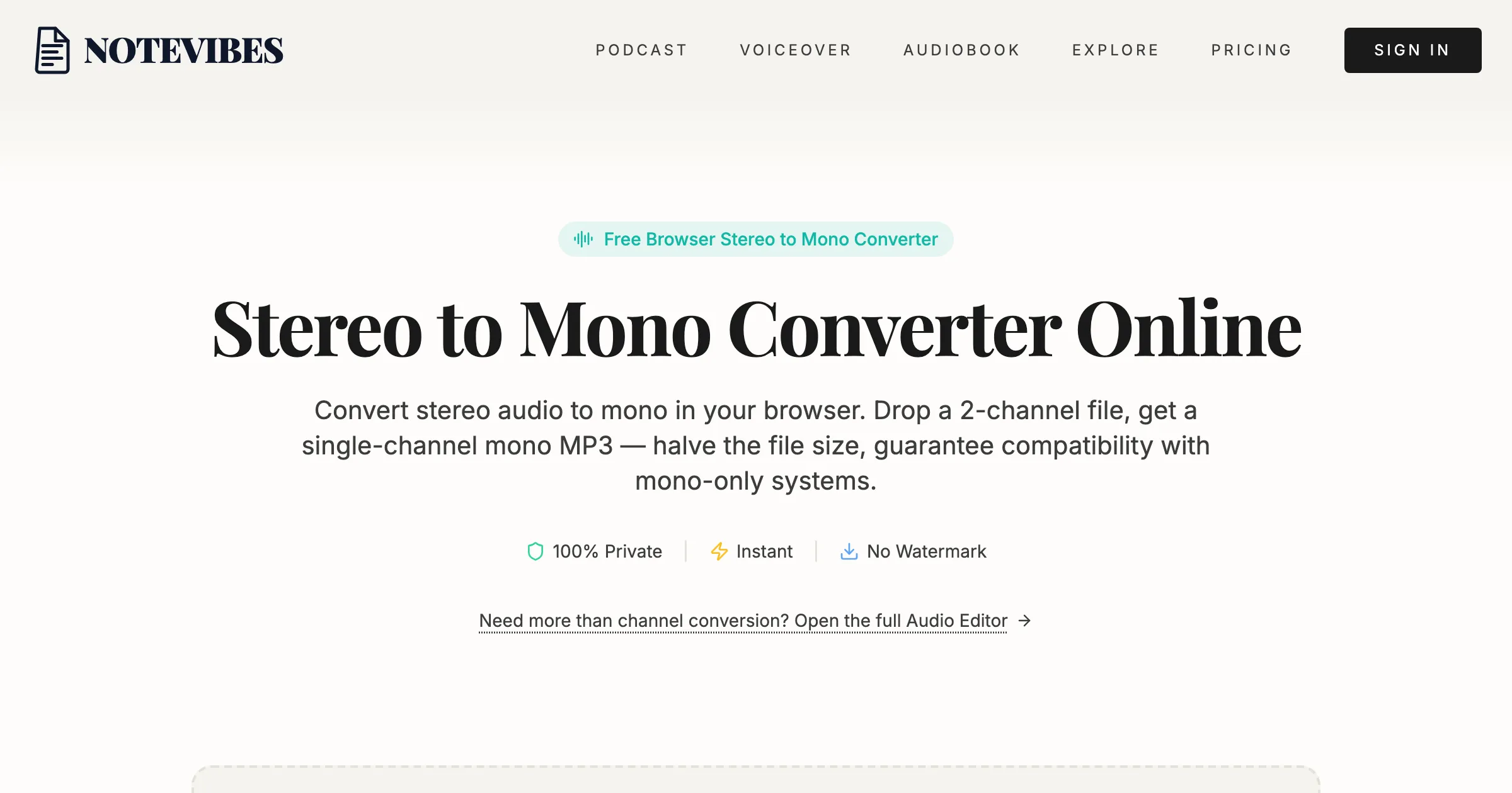 Stereo to Mono Converter Online — Free, No Upload | Notevibes