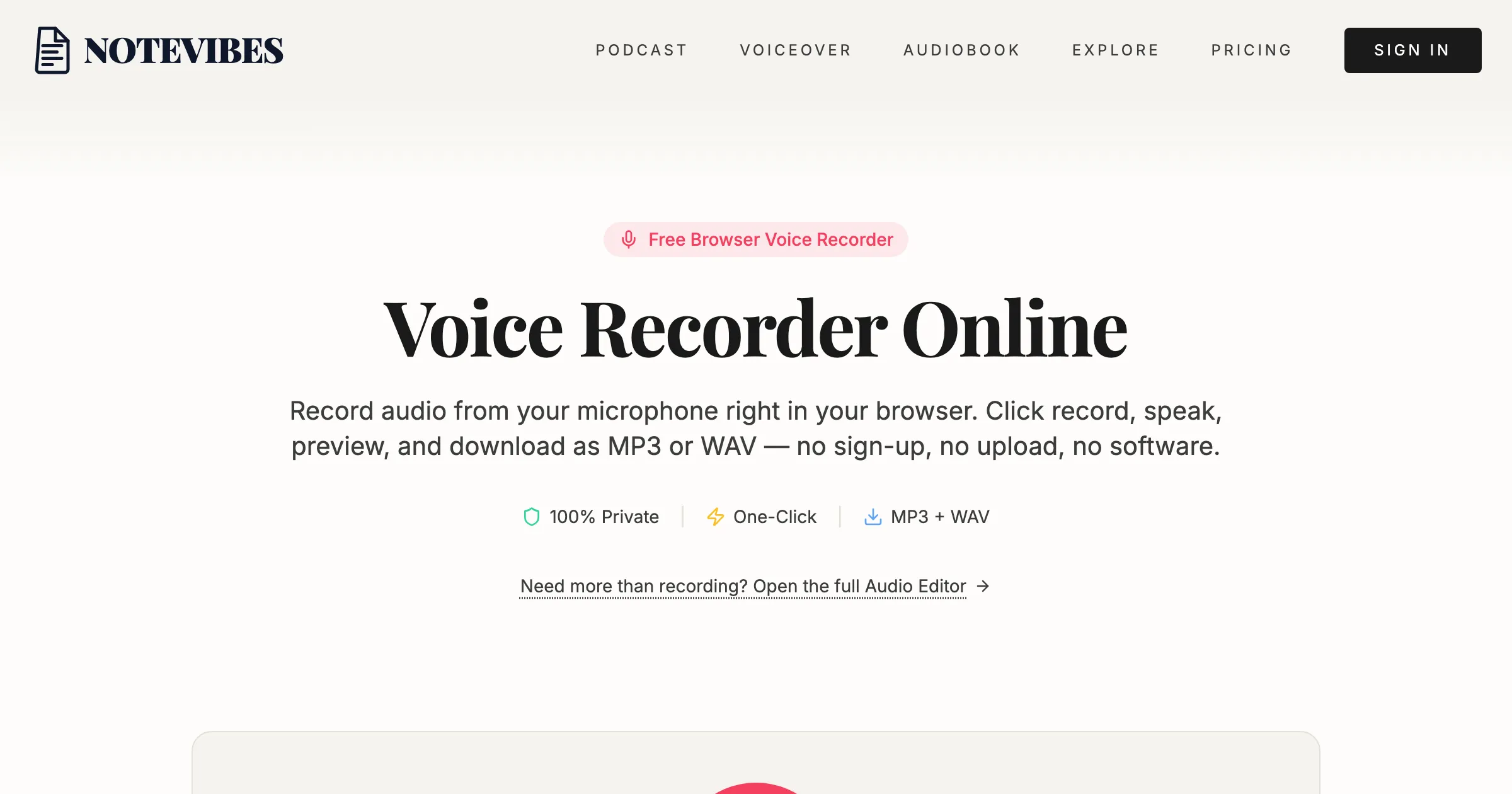 Voice Recorder Online — Free Sound & Audio Recorder | Notevibes